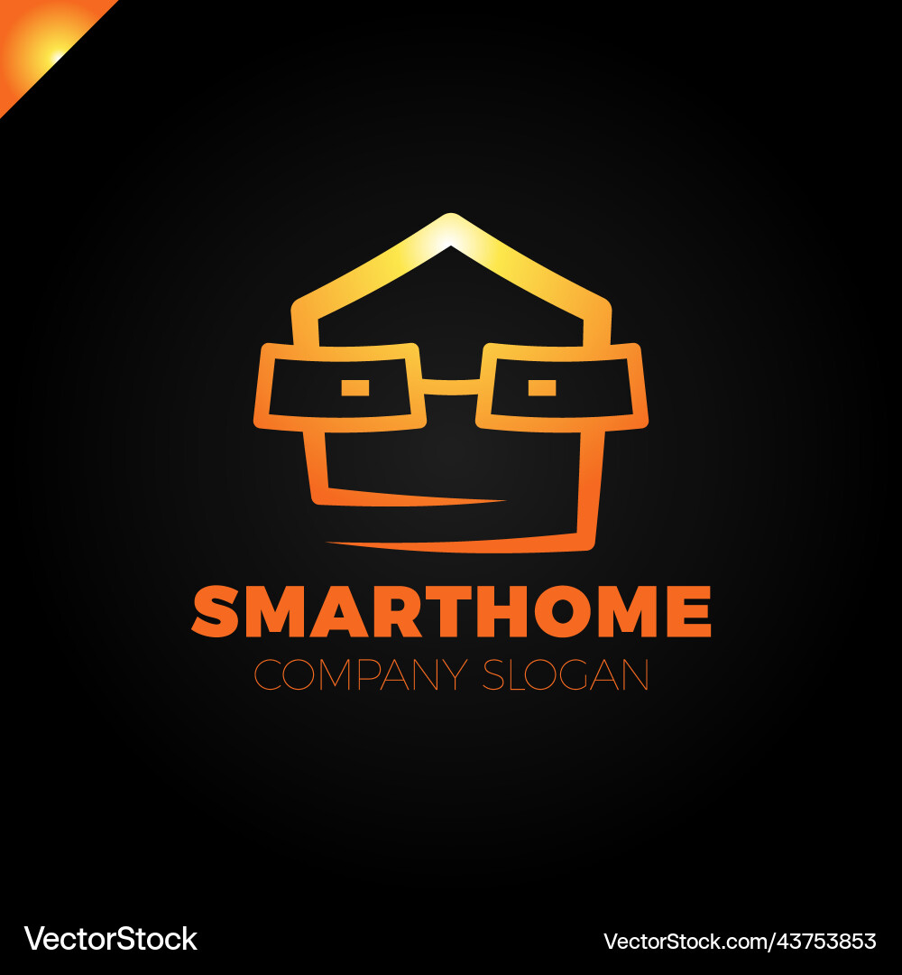 Smart home logo design template head with glass Vector Image