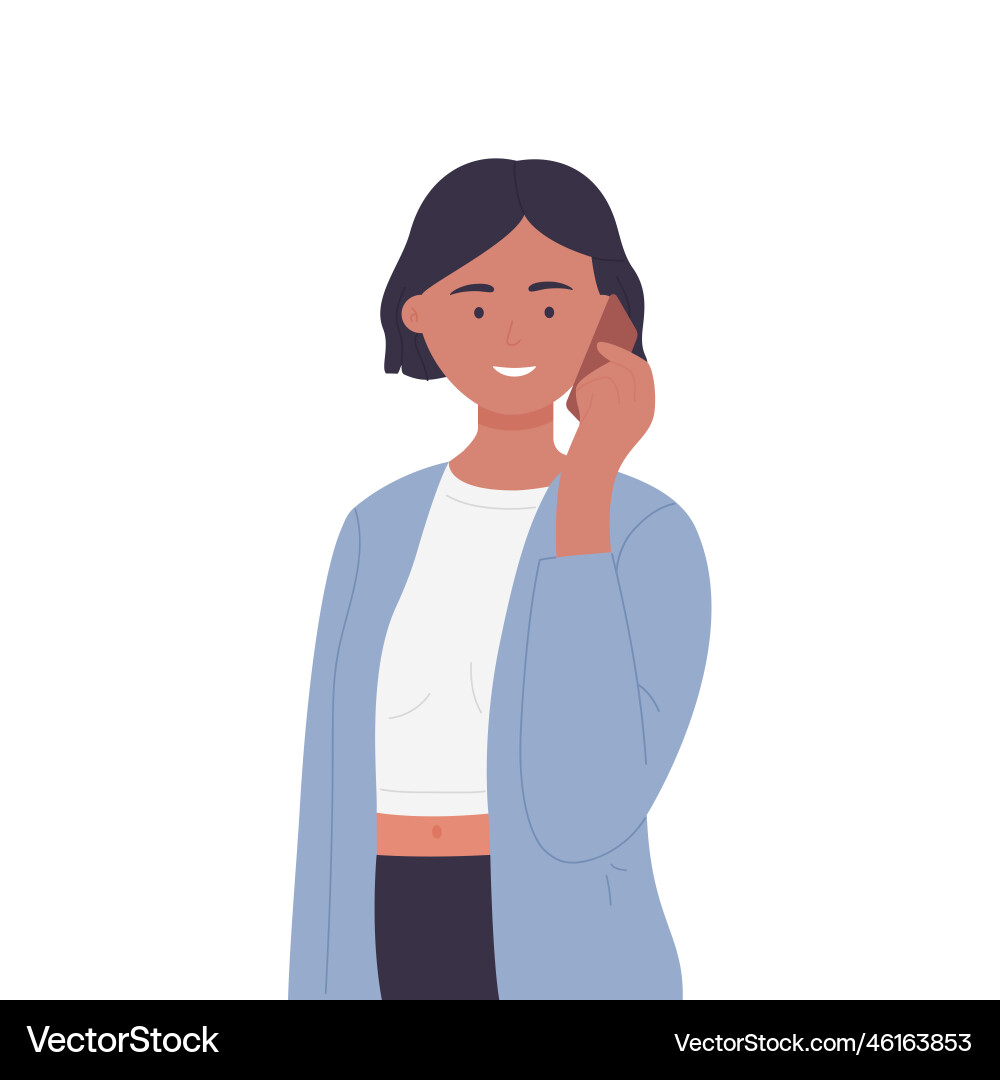 Young girl calling on phone Royalty Free Vector Image