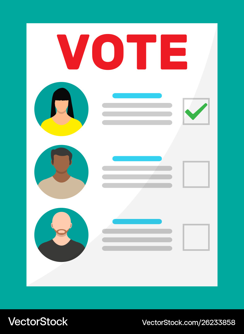 Ballot paper with candidates Royalty Free Vector Image
