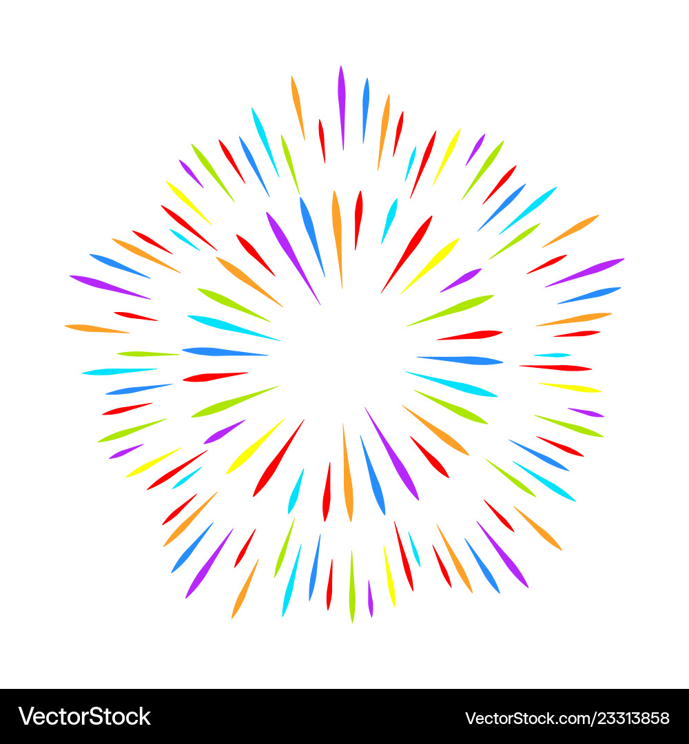 Colorful fireworks on white isolated background Vector Image