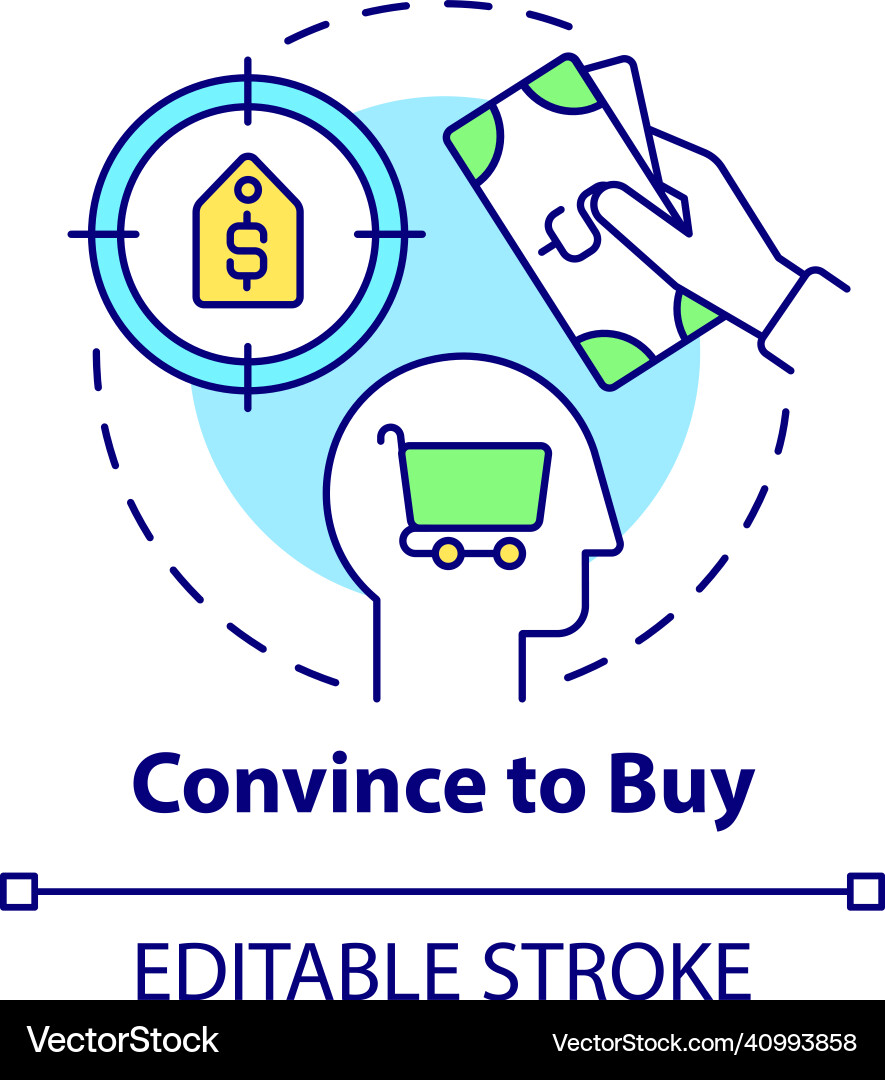 Convince to buy concept icon Royalty Free Vector Image