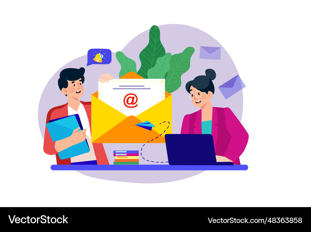 Email marketing concept on white background Vector Image