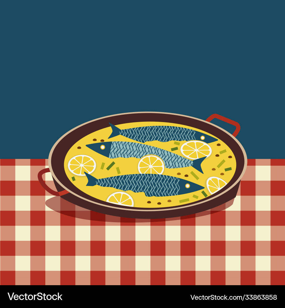 Fresh cooked fish hand drawn color icon Royalty Free Vector