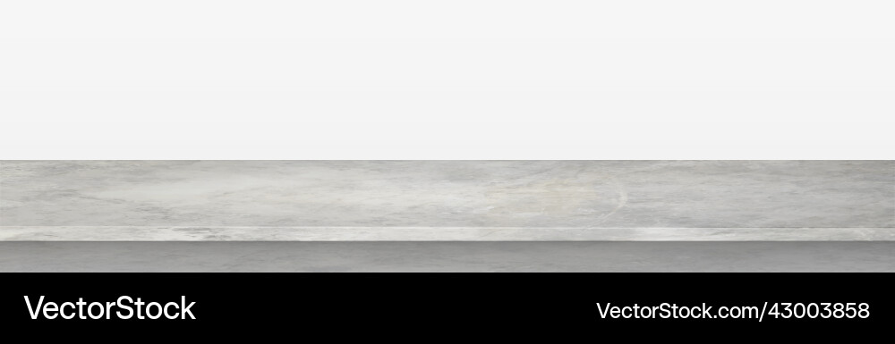 Gray concrete stone countertop on white panoramic Vector Image