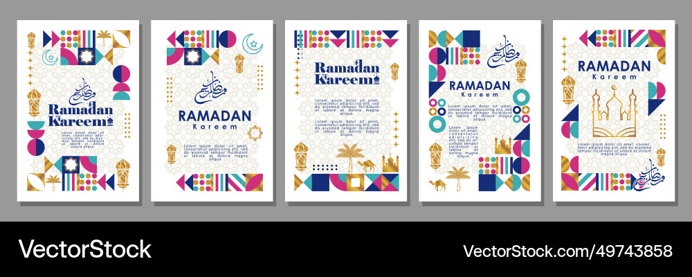 Islamic greeting card set template with ramadan Vector Image
