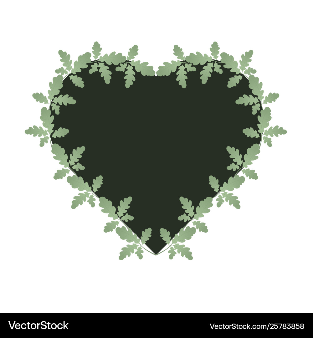 Oak leaves and heart shape frame dark Royalty Free Vector