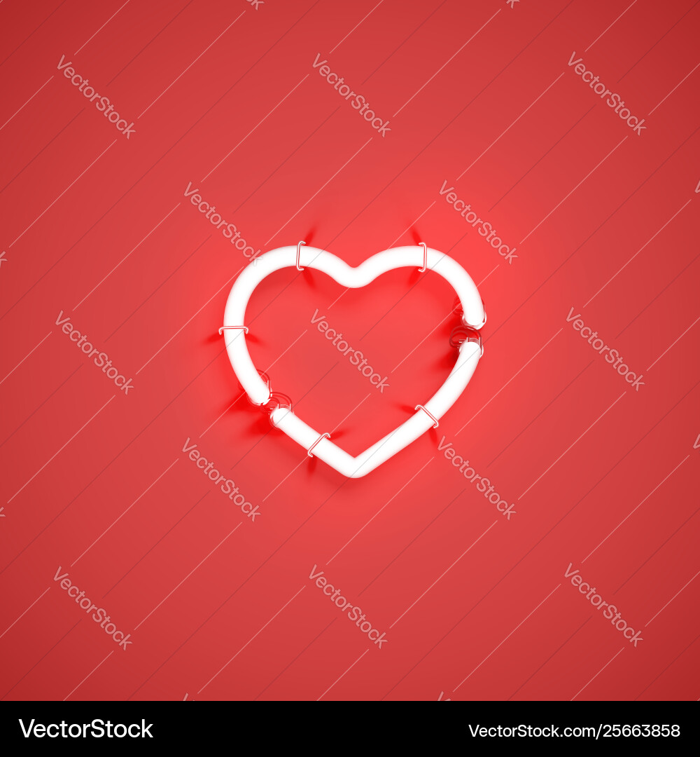 Realistic neon heart with tubes Royalty Free Vector Image