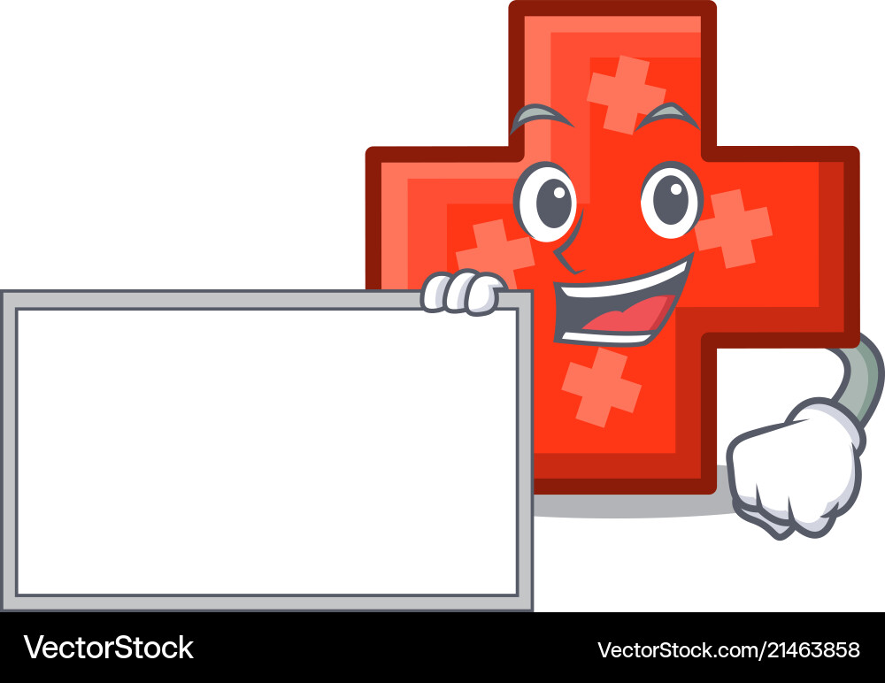 With board cross character cartoon style Vector Image