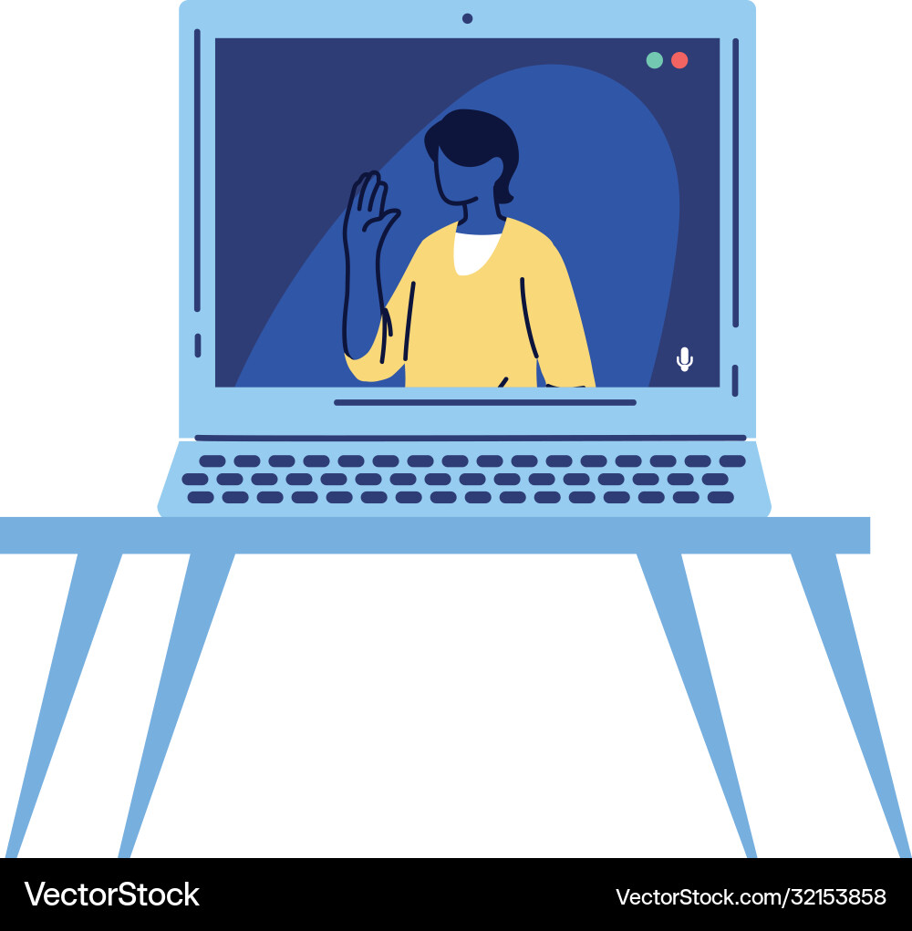 Young man on video call Royalty Free Vector Image