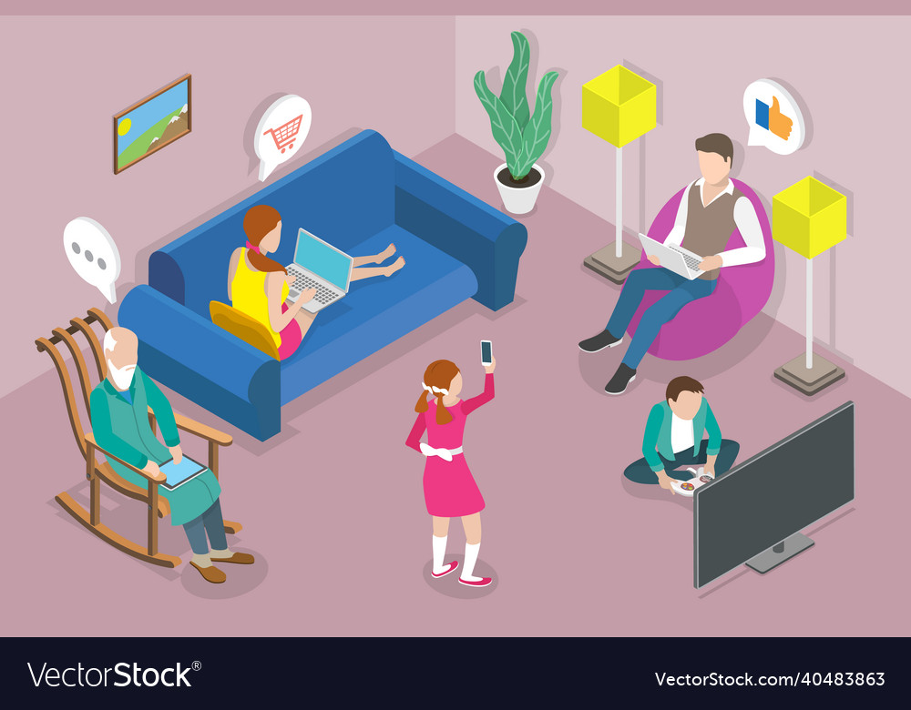 3d isometric flat conceptual Royalty Free Vector Image