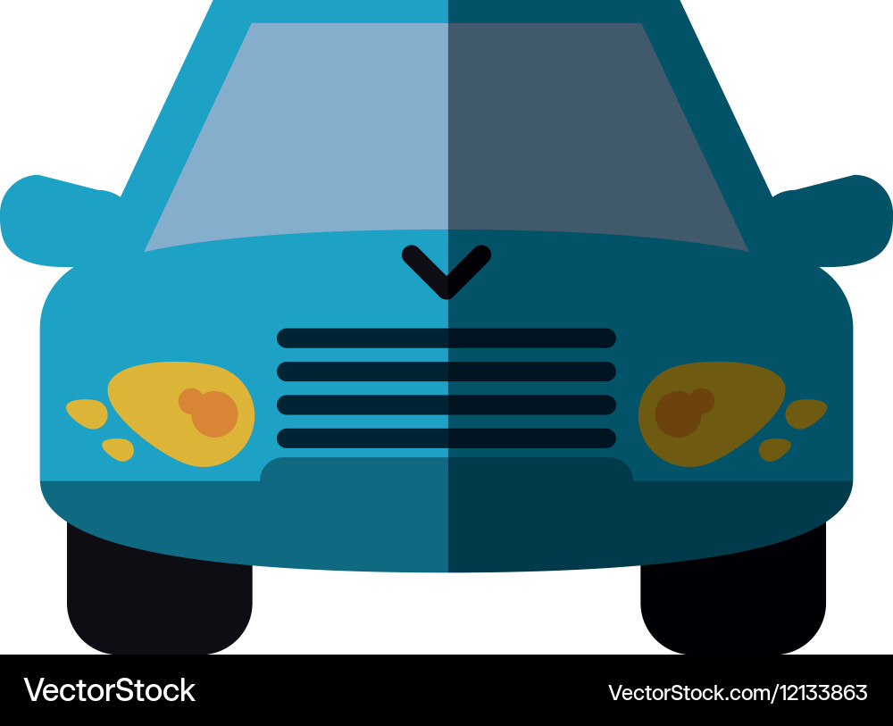 Blue car vehicle transport front view shadow Vector Image