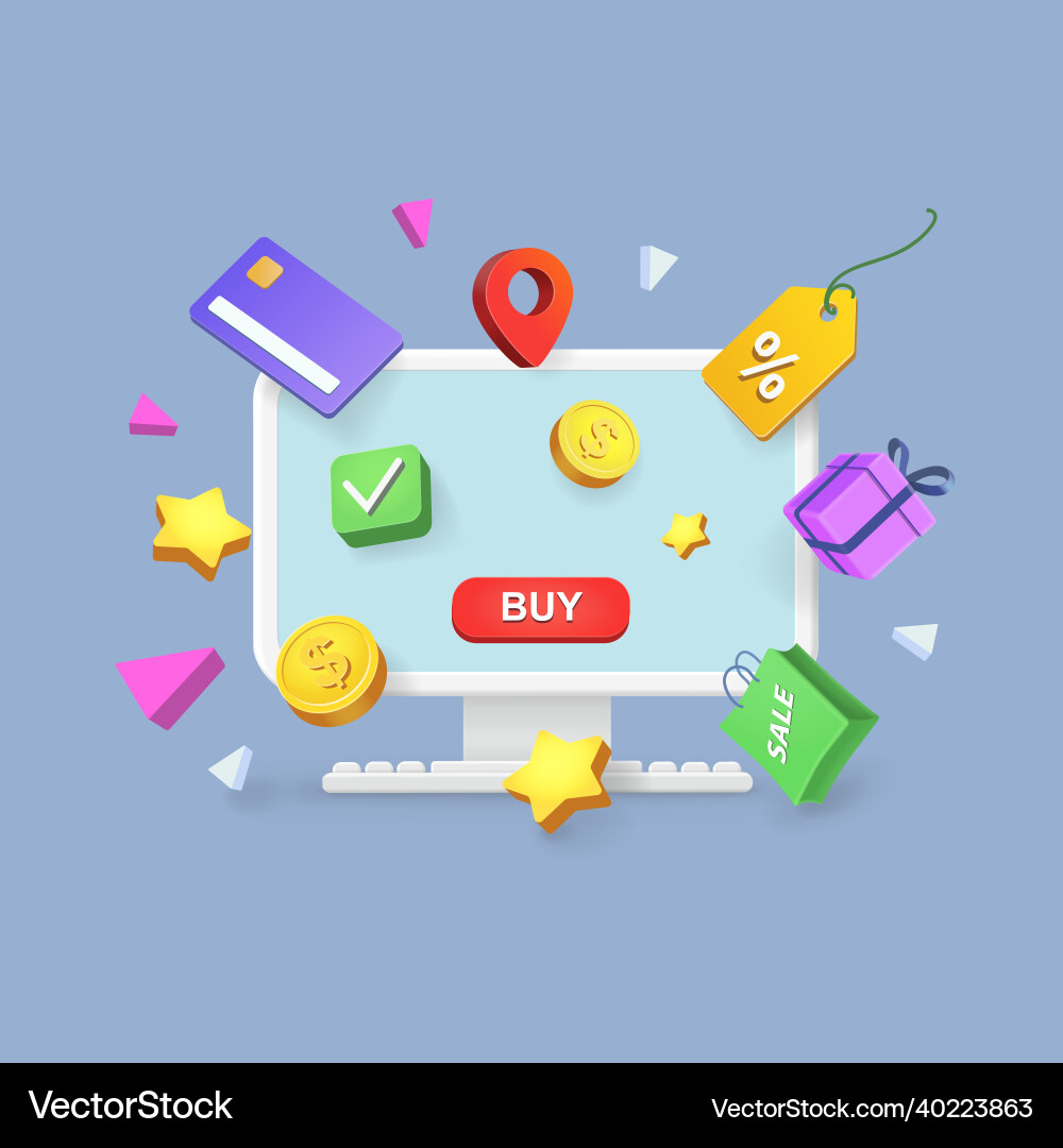 E-commerce and online shopping laptop screen Vector Image