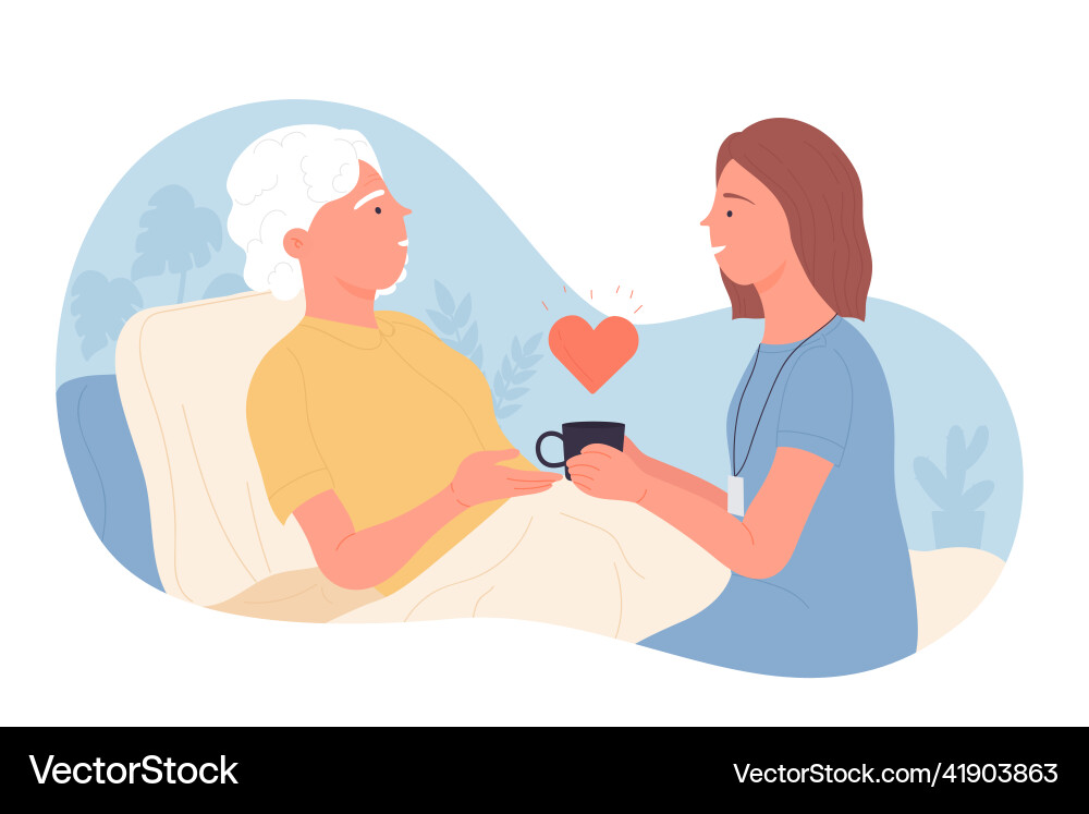 Elderly old people help and care service Vector Image