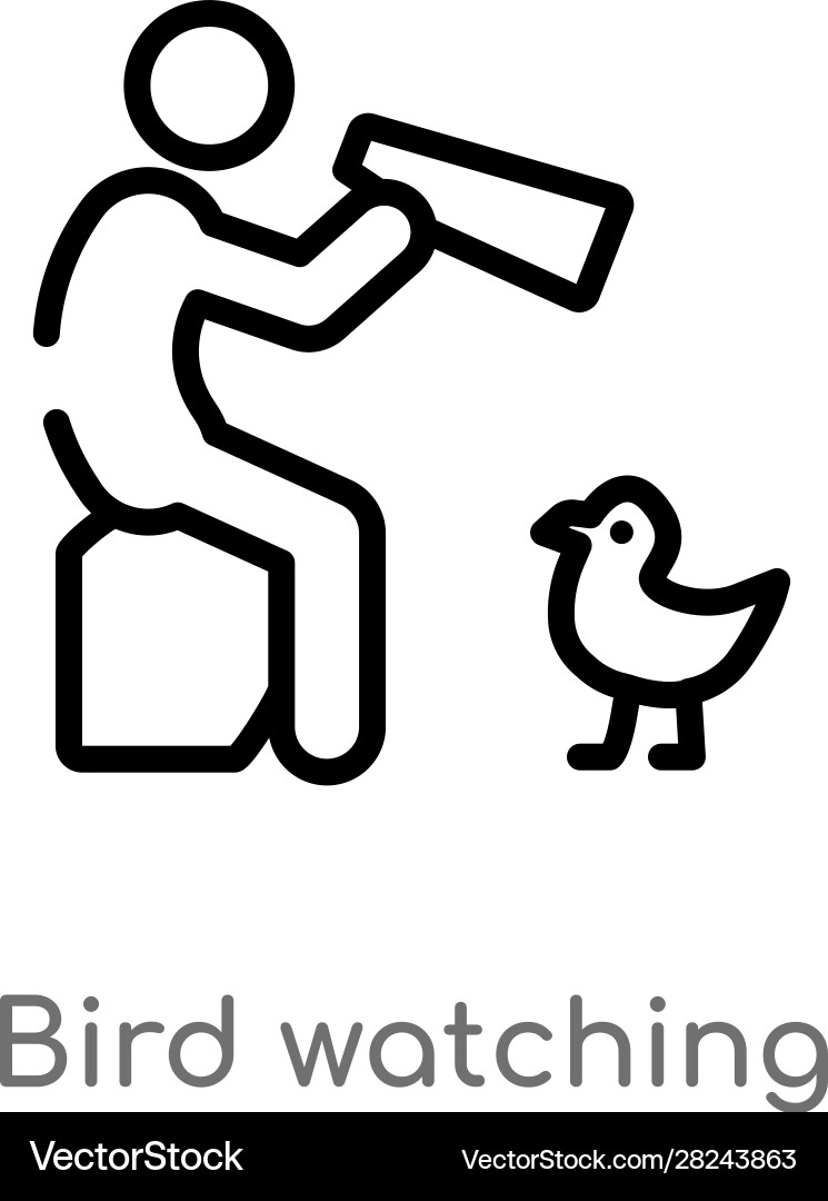 Outline bird watching icon isolated black simple Vector Image