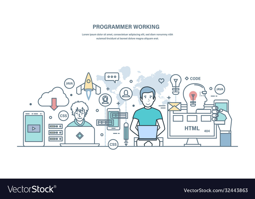 Programmer working programming in high-level Vector Image
