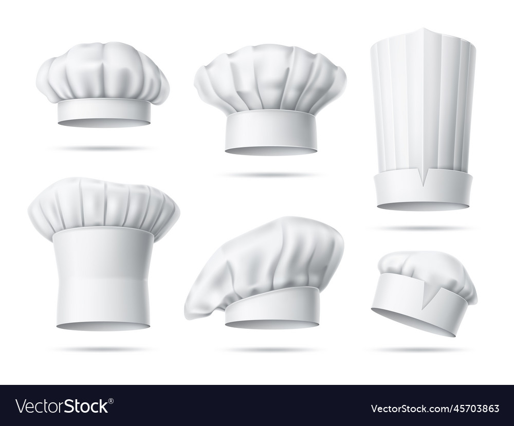 Realistic chefs hats professional cooks toques Vector Image