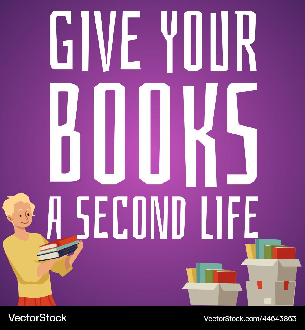Secondhand bookshop or bookcrossing banner Vector Image