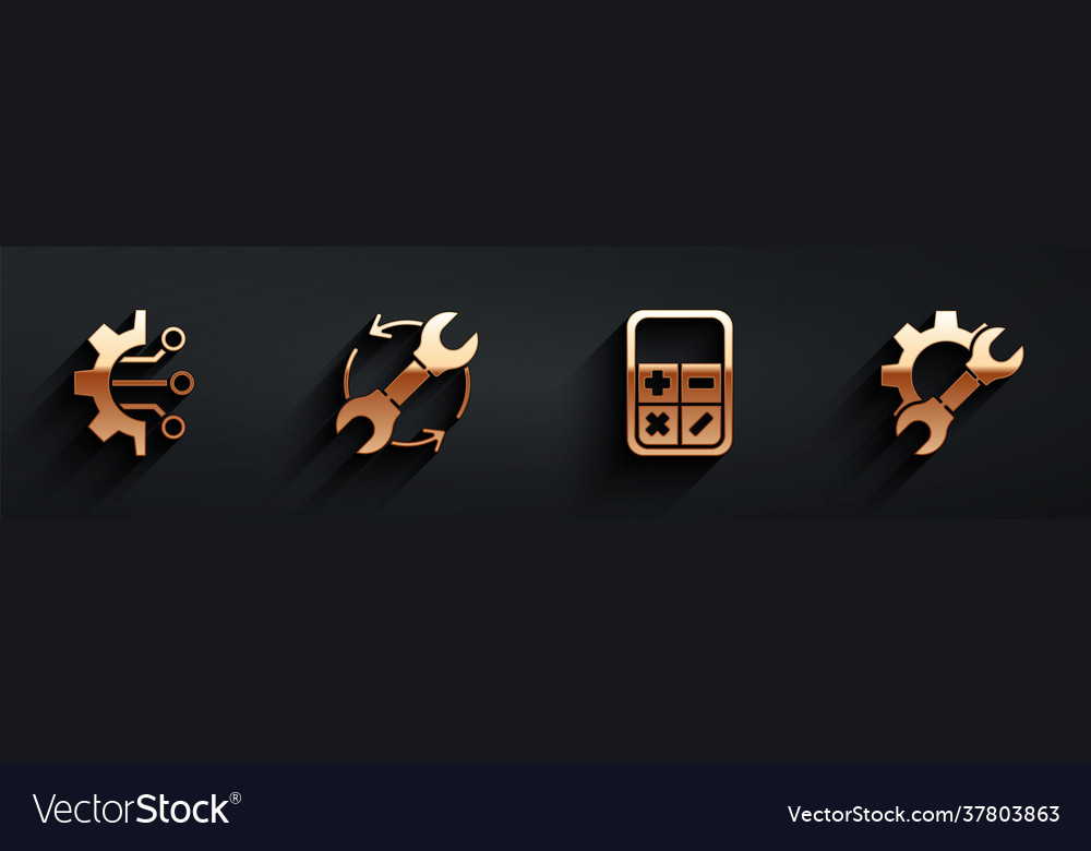 Set algorithm wrench and arrows as workflow Vector Image