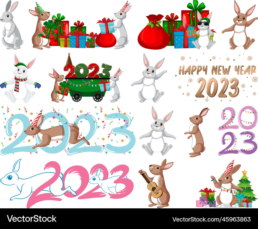 Set of 2023 new year element icon Royalty Free Vector Image