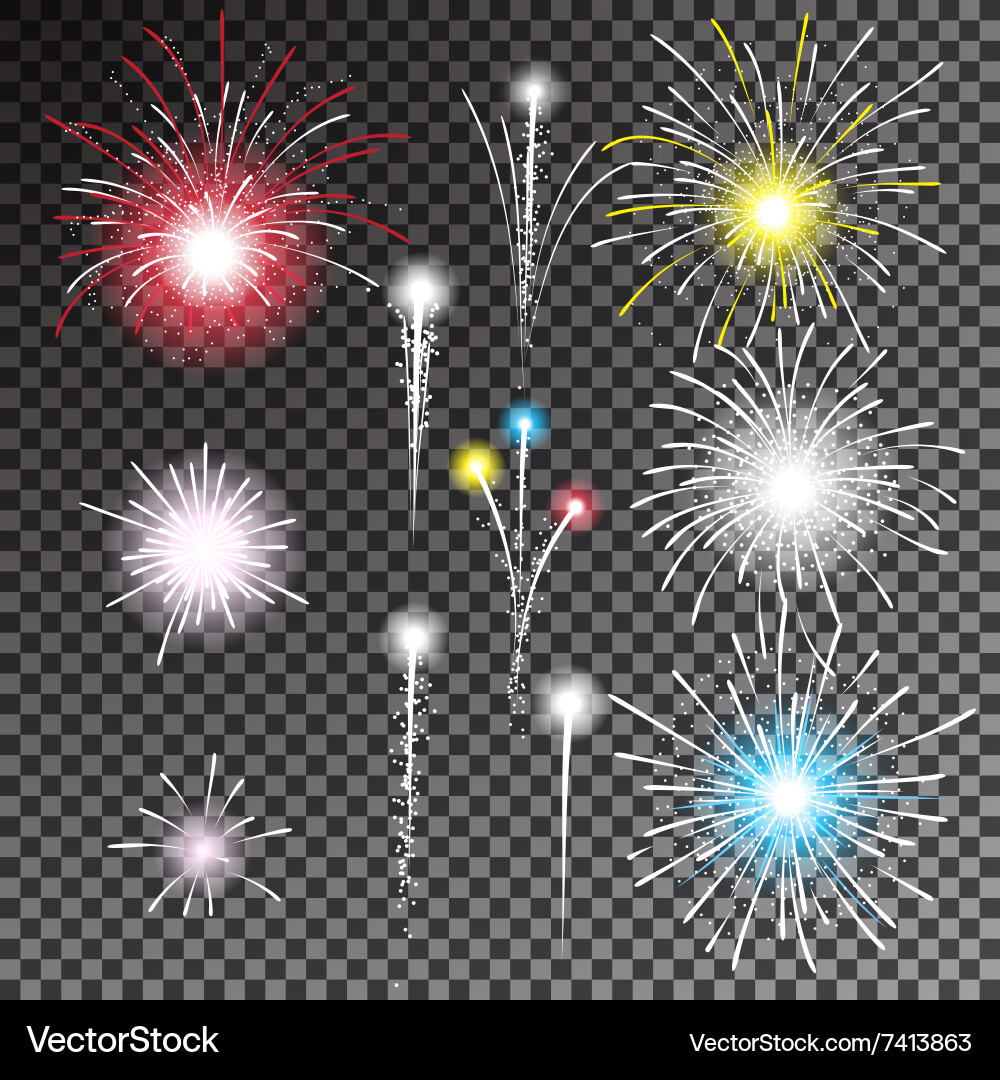 Set of isolated fireworks Royalty Free Vector Image