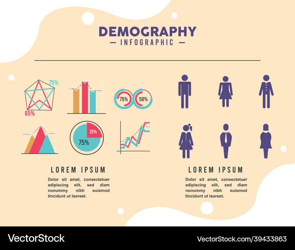 Six demography infographic icons Royalty Free Vector Image