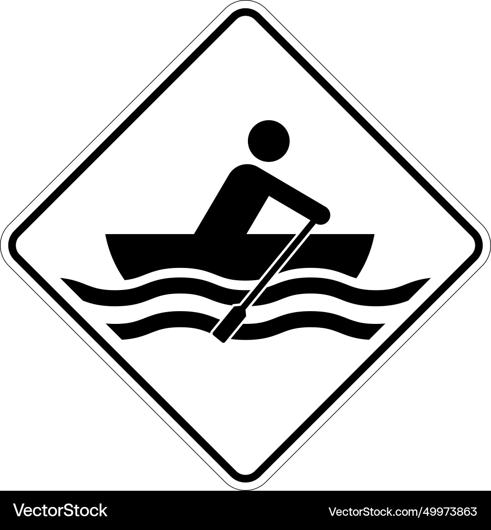 Water safety sign warning - rowing area Royalty Free Vector