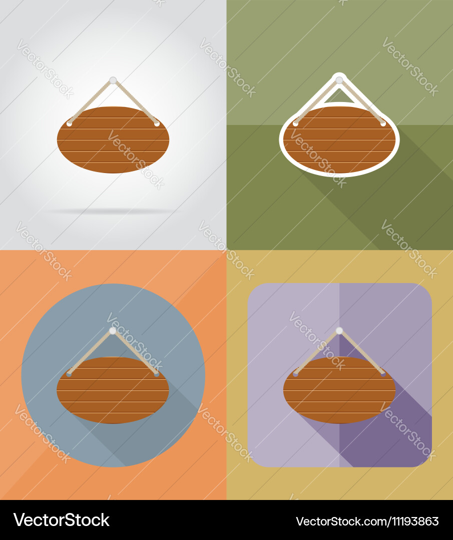 Wooden board flat icons 14 Royalty Free Vector Image