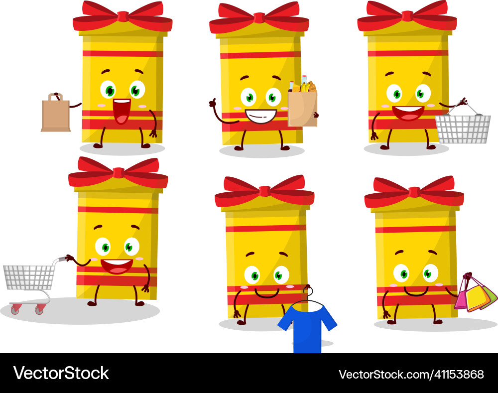 A rich yellow long gift box mascot design style Vector Image