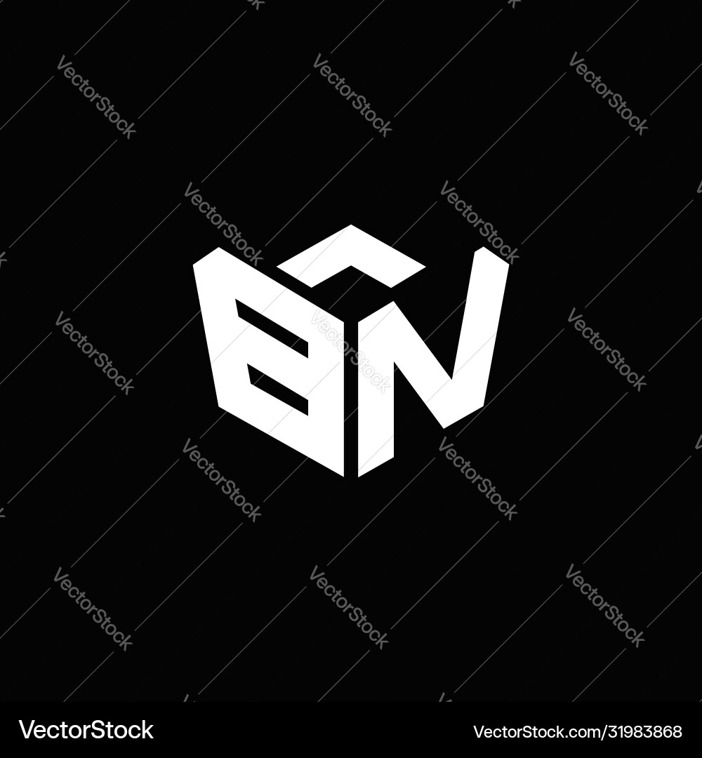 Bn logo monogram with emblem style ribbon design Vector Image