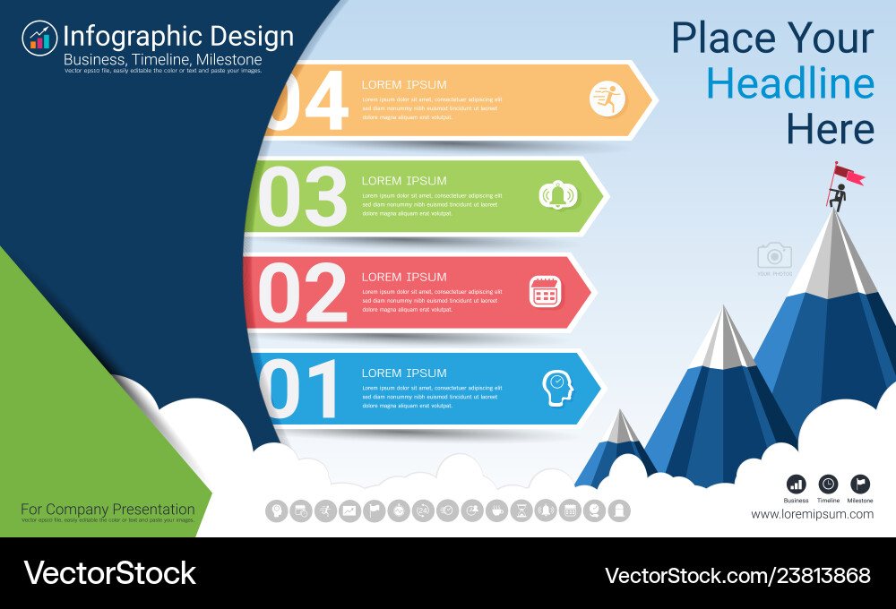 Business infographics template milestone timeline Vector Image