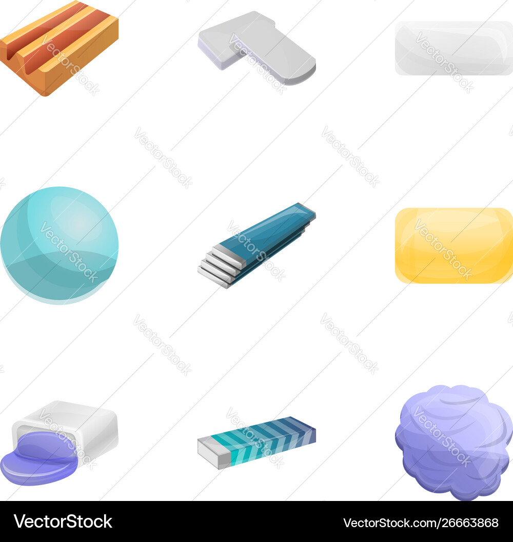 Chewing gum icon set cartoon style Royalty Free Vector Image
