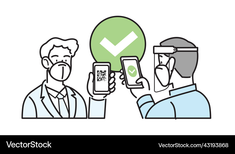 Digital sanitary covid pass check- man employee Vector Image