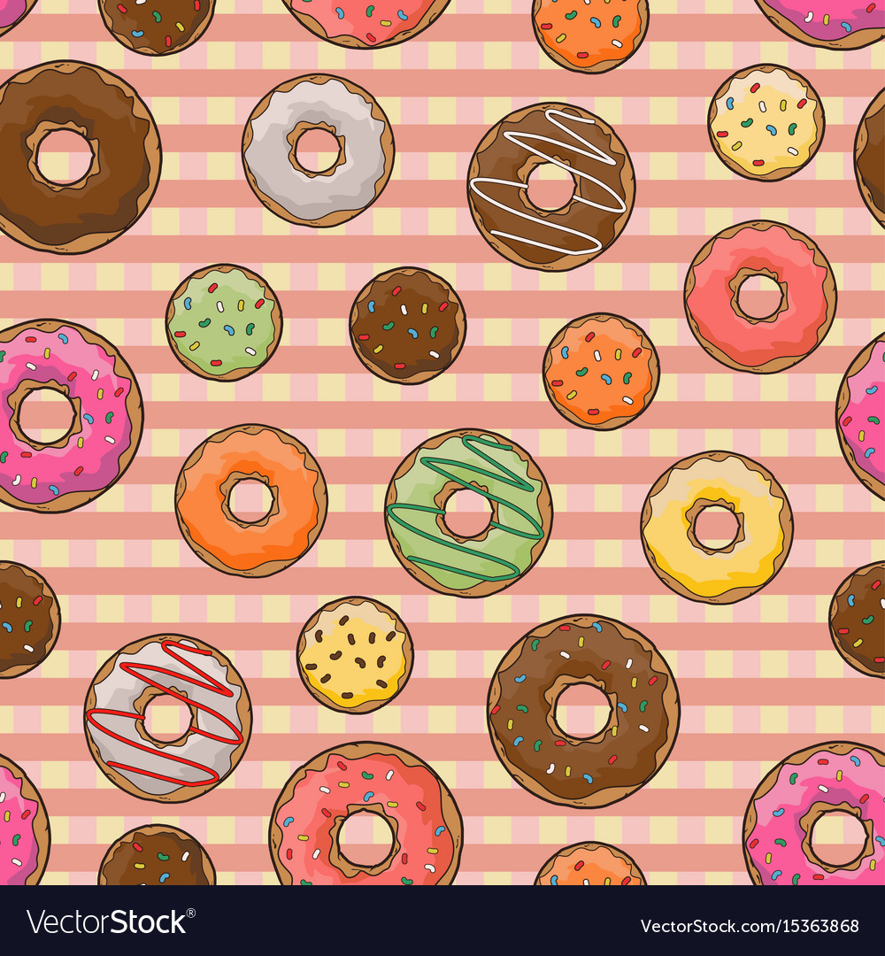 Donuts pattern Royalty Free Vector Image - VectorStock