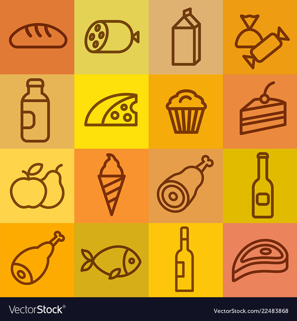 Food grocery icons Royalty Free Vector Image - VectorStock