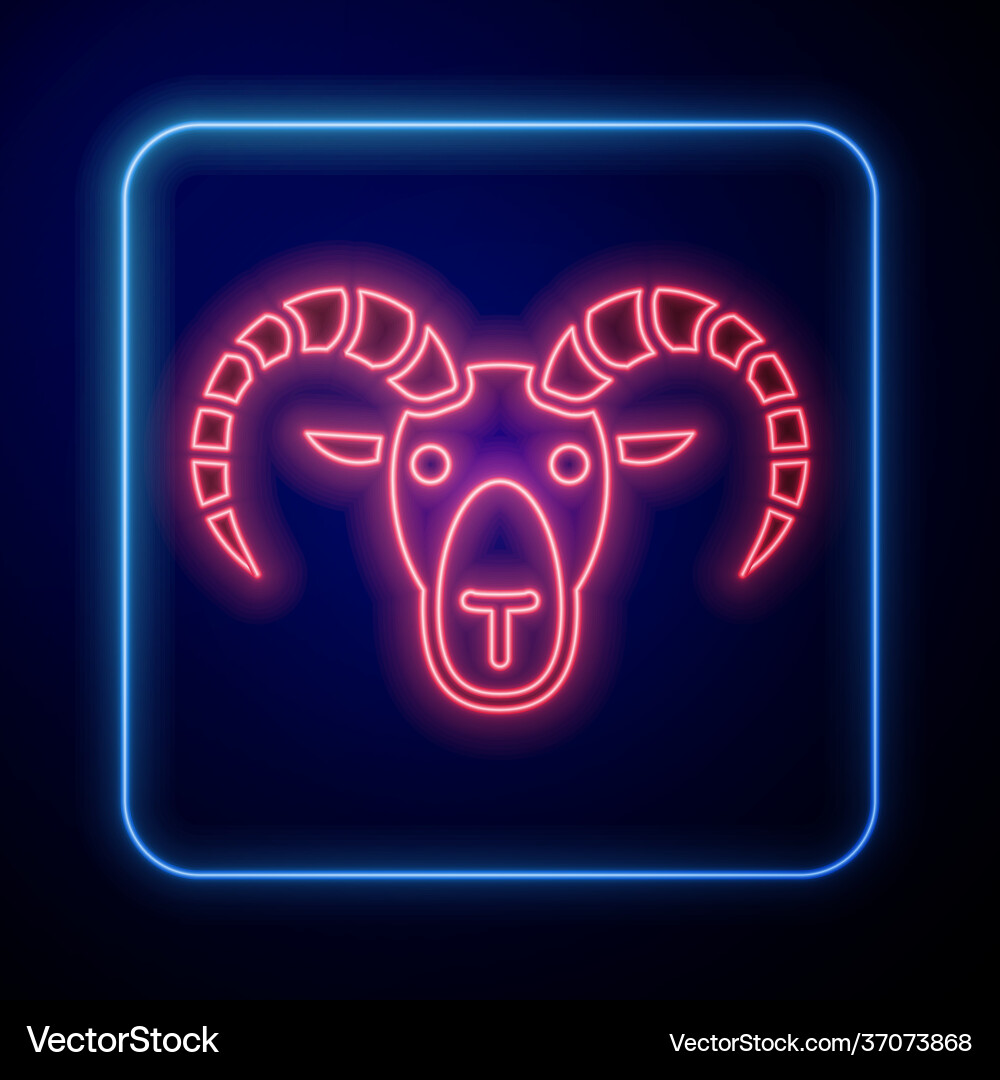 Glowing neon head goat or ram icon isolated Vector Image