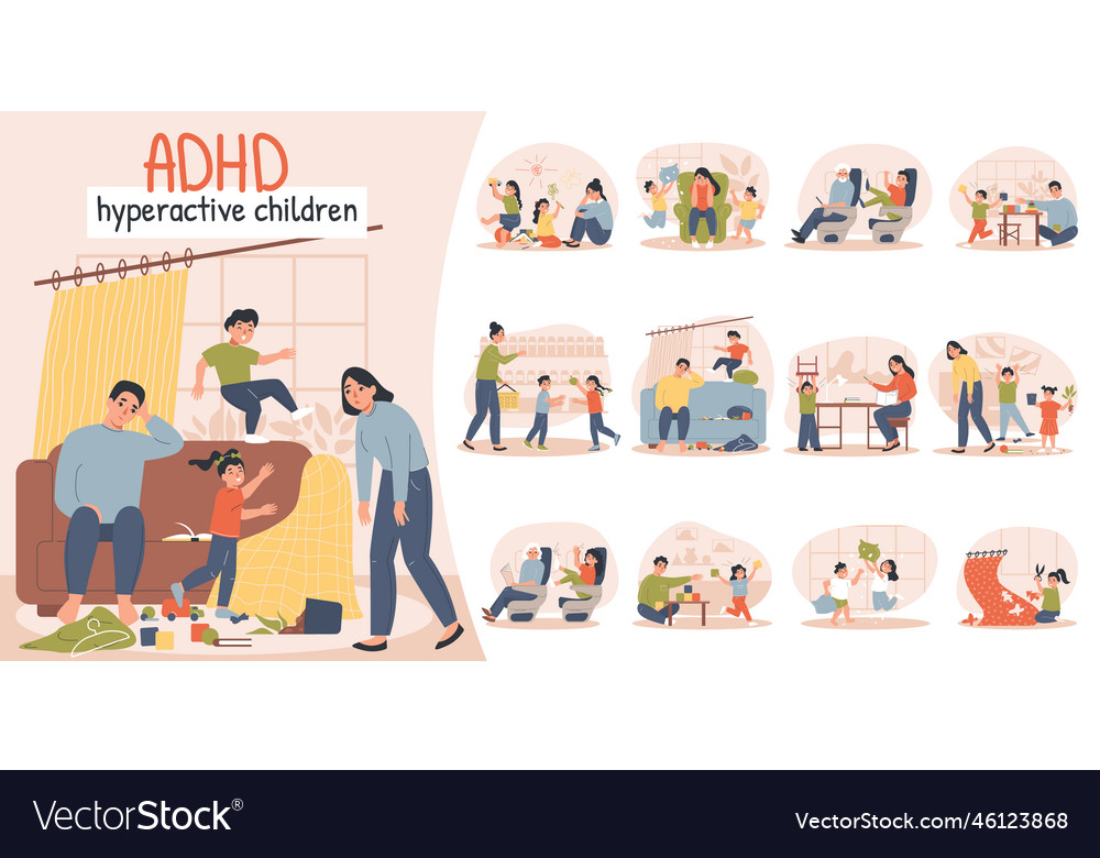 Hyperactive child composition Royalty Free Vector Image