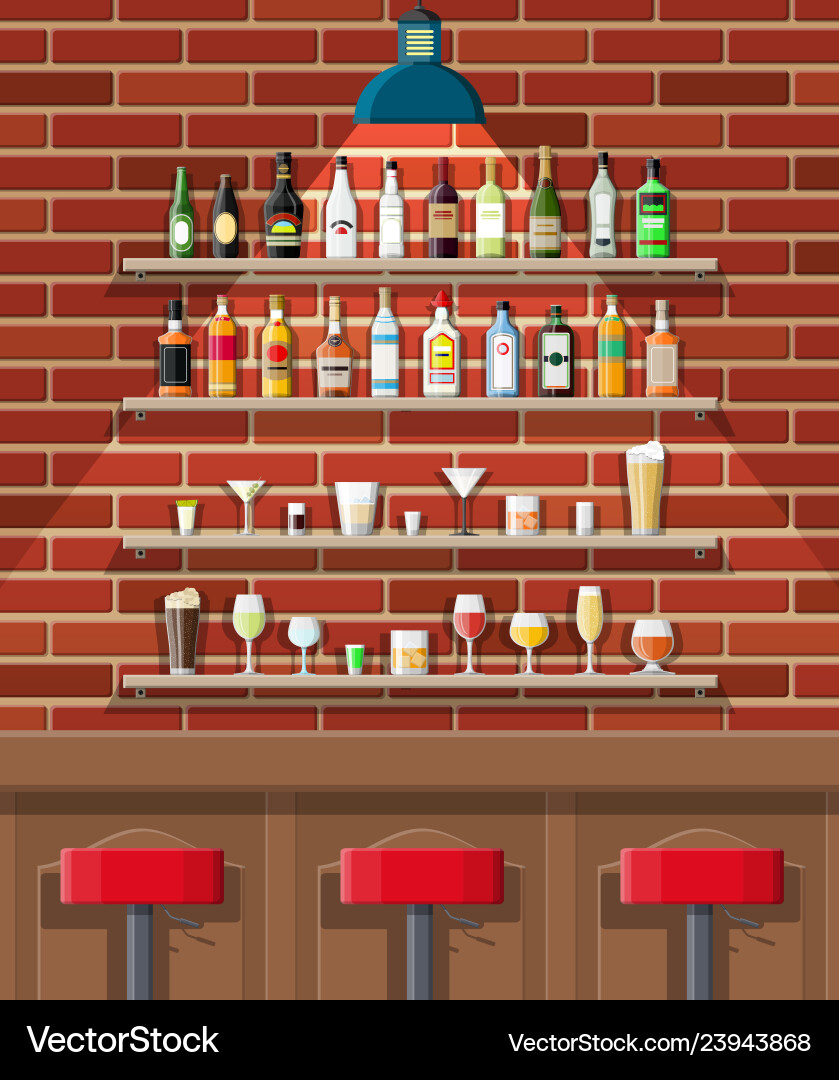 Interior of pub cafe or bar Royalty Free Vector Image