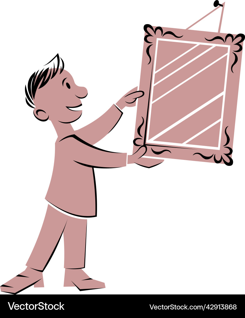 Man hanging picture Royalty Free Vector Image - VectorStock