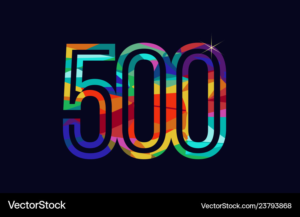 Rainbow colored number 500 logo company icon Vector Image
