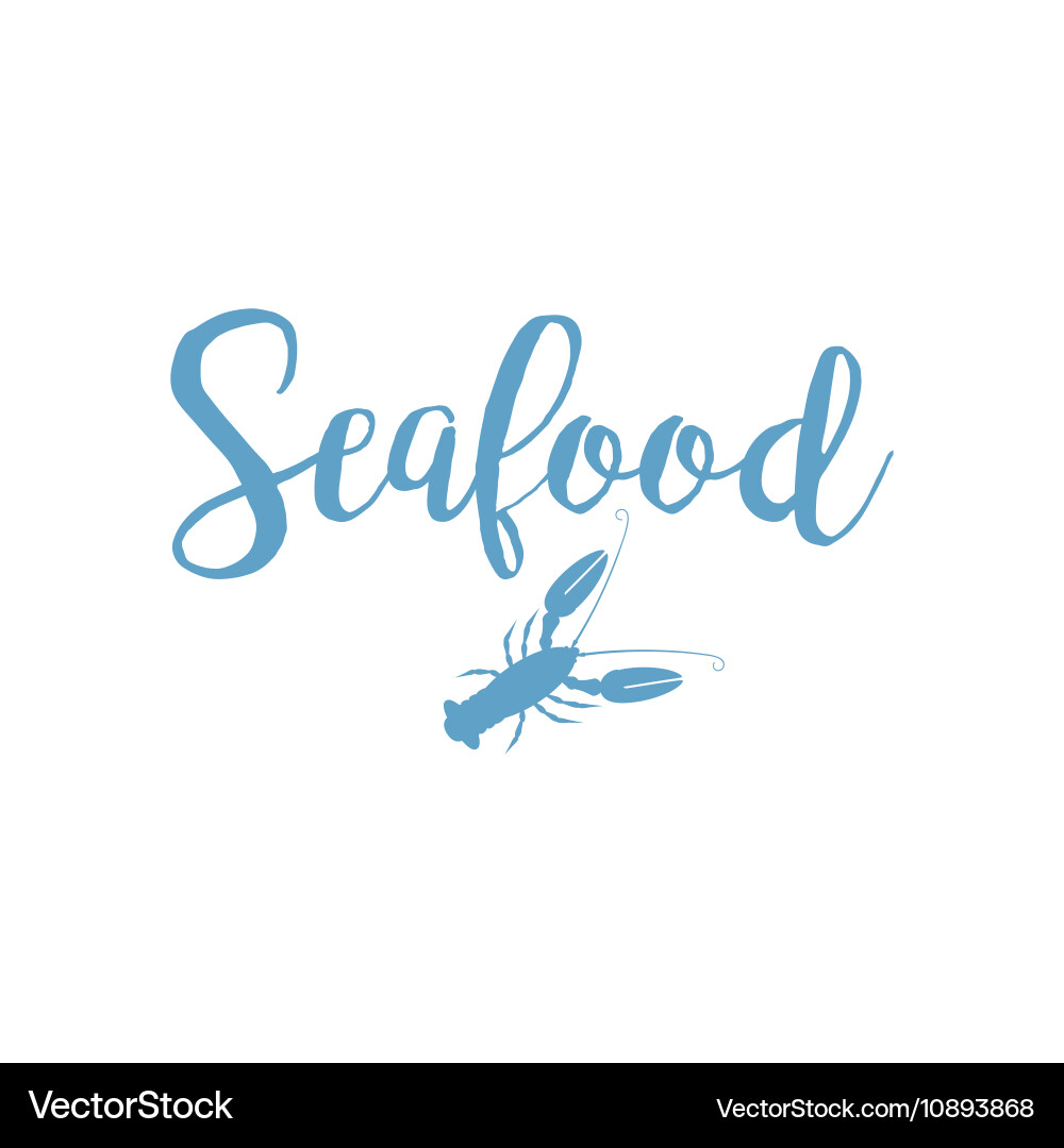 Seafood lettering design with lobster Royalty Free Vector