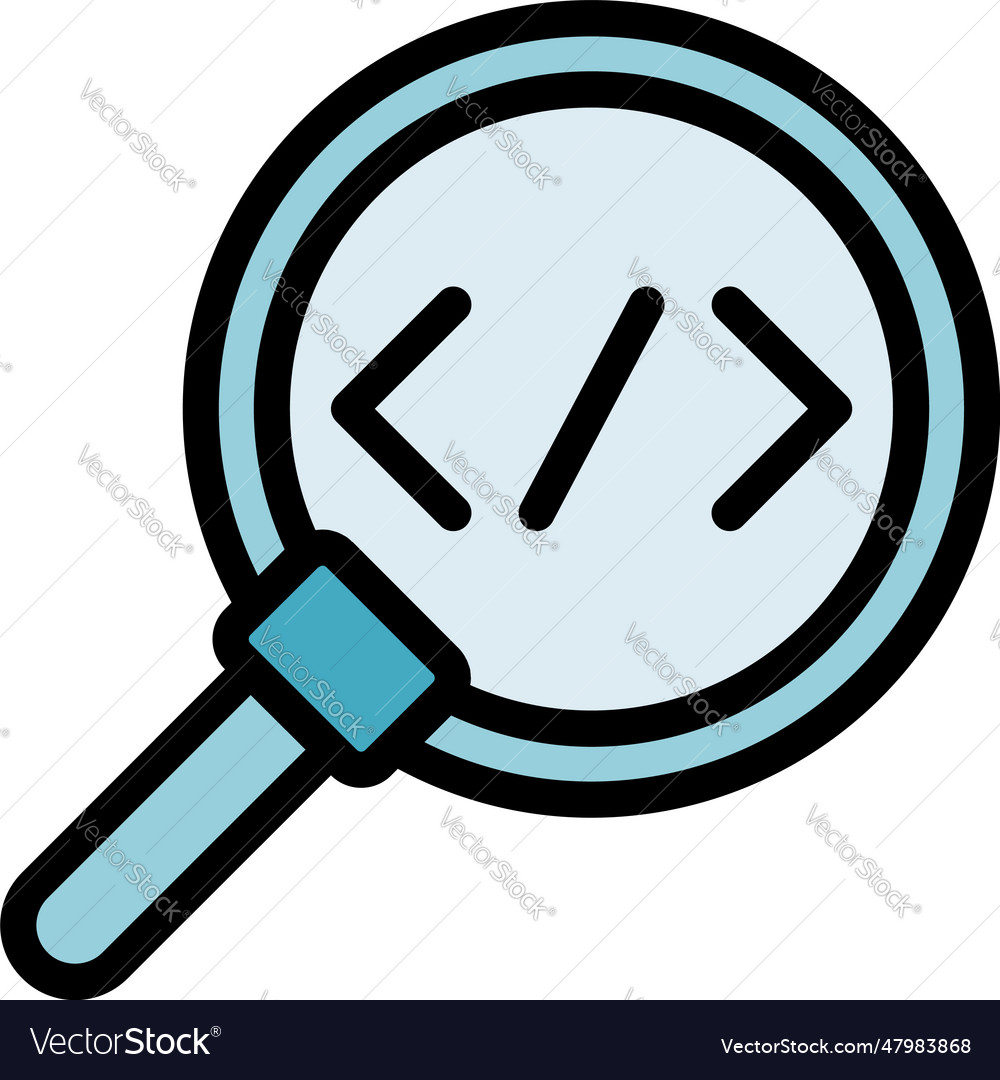 Search code icon flat Royalty Free Vector Image
