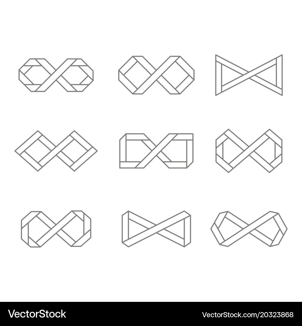 Set monochrome icons with infinity symbols Vector Image