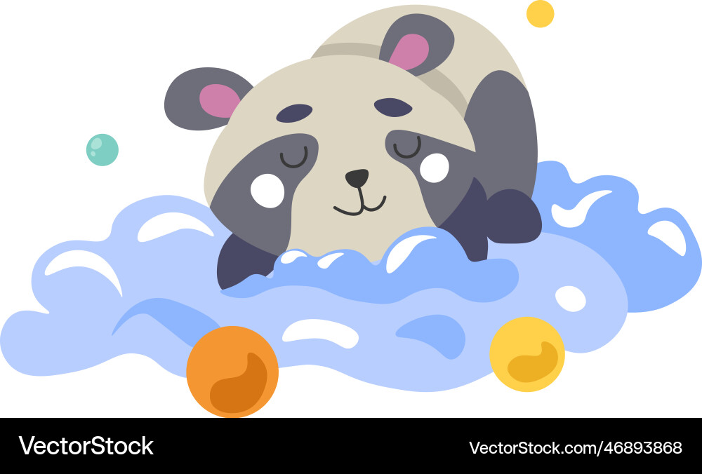 Sleepy panda bear lying on soft cloud dreaming Vector Image