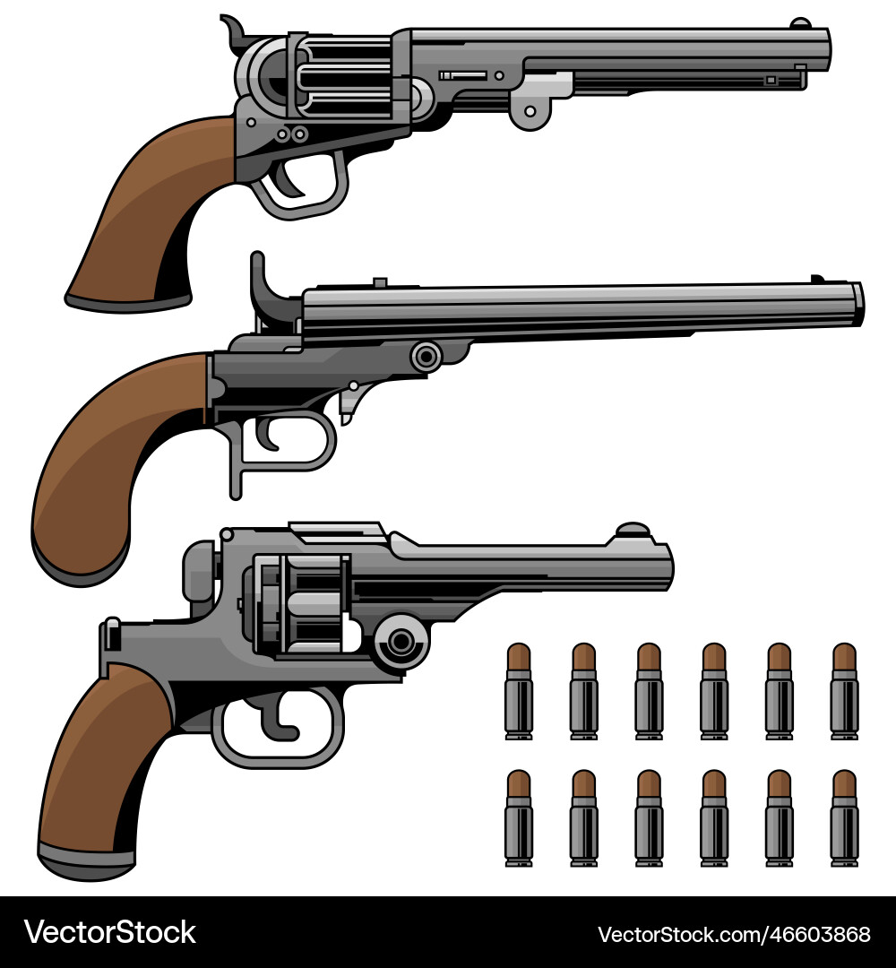 Vintage guns set Royalty Free Vector Image - VectorStock