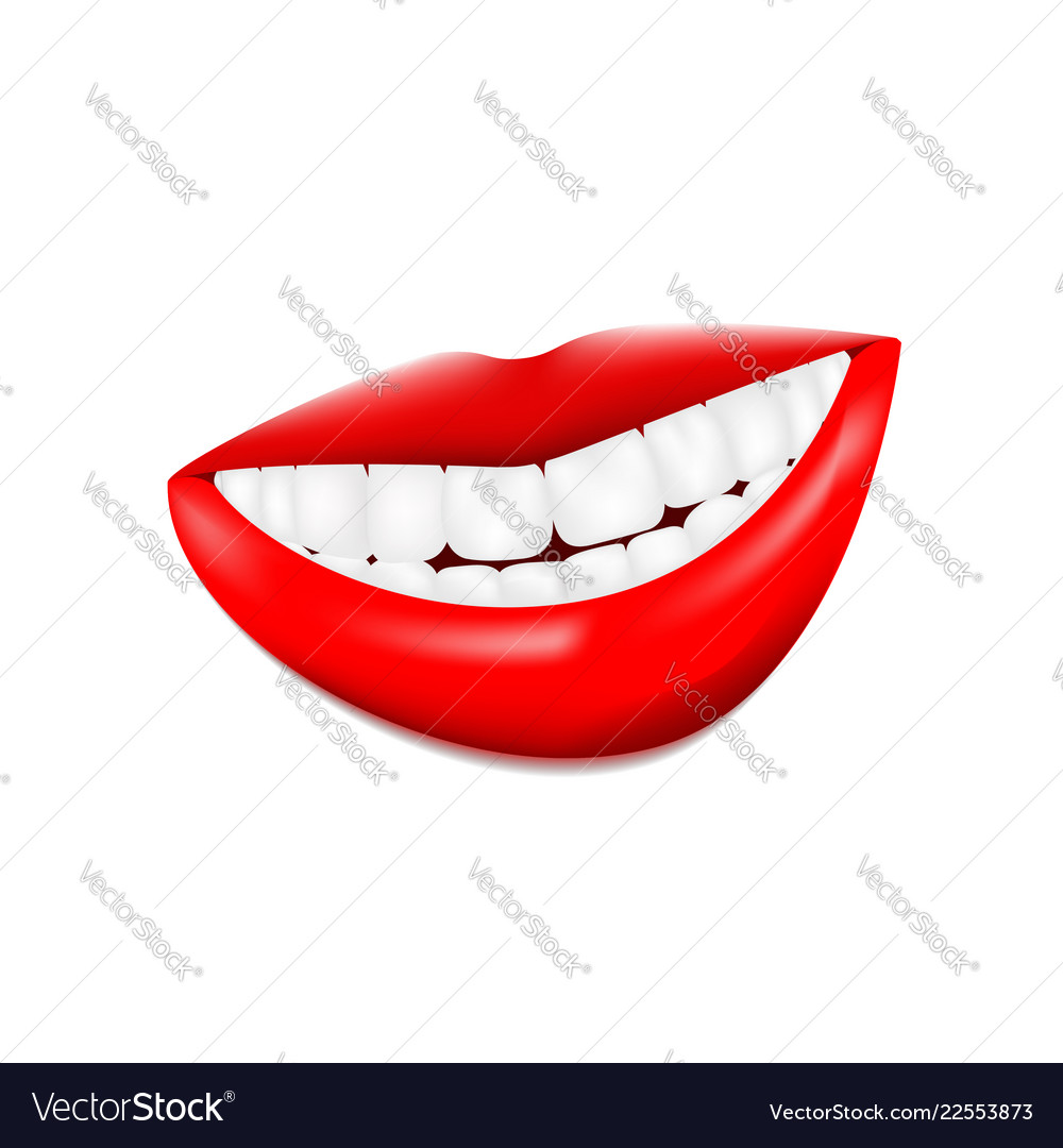 Beautiful smiling mouth with white healthy teeth Vector Image