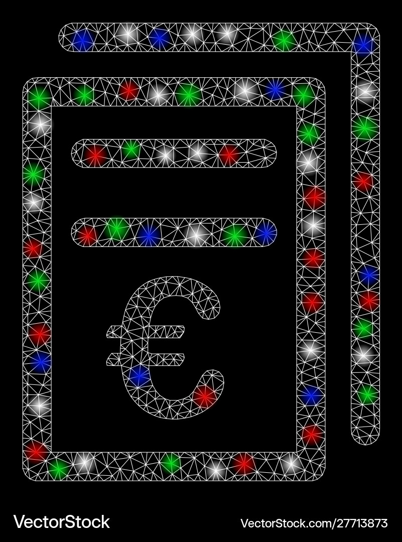 Bright mesh wire frame euro invoices with light Vector Image