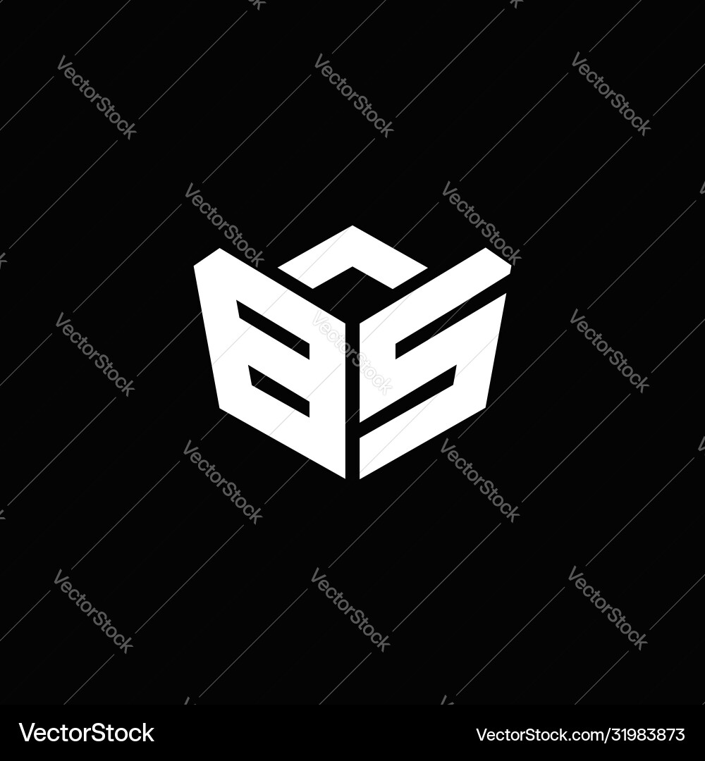 Bs logo monogram with emblem style ribbon design Vector Image