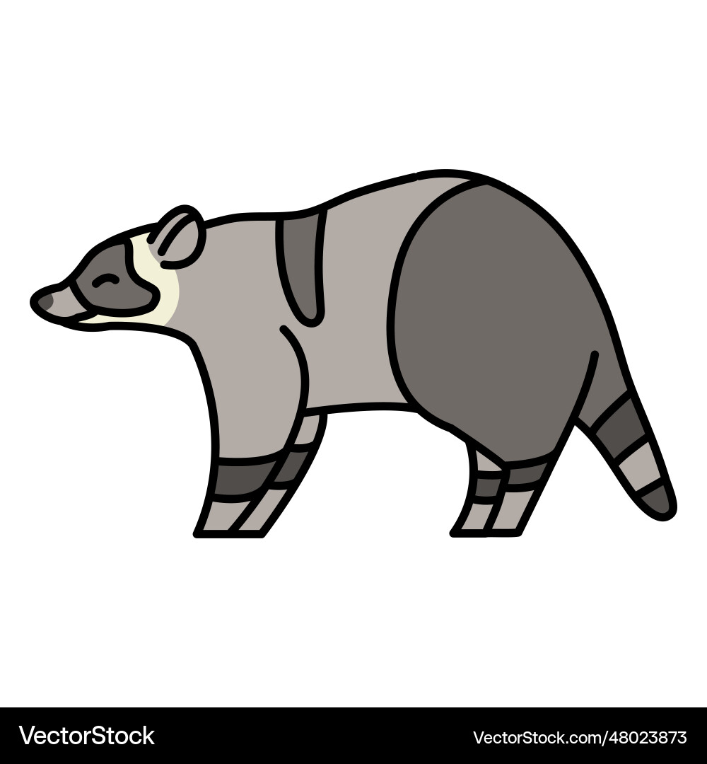 Color stroke sideways raccoon Royalty Free Vector Image