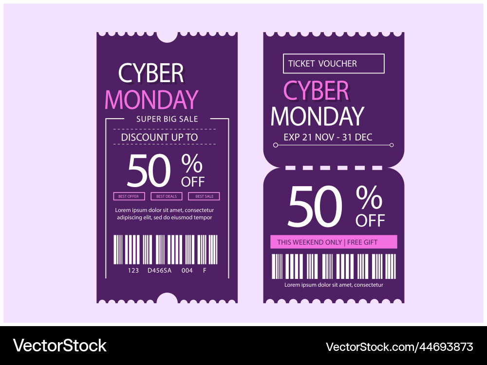 Cyber monday voucher or coupon design template Vector Image