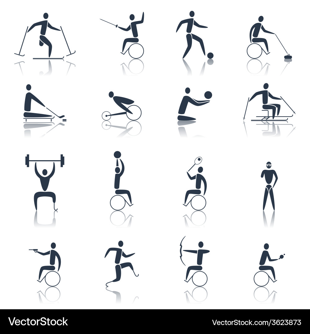 Disabled Sports Icons Black Royalty Free Vector Image
